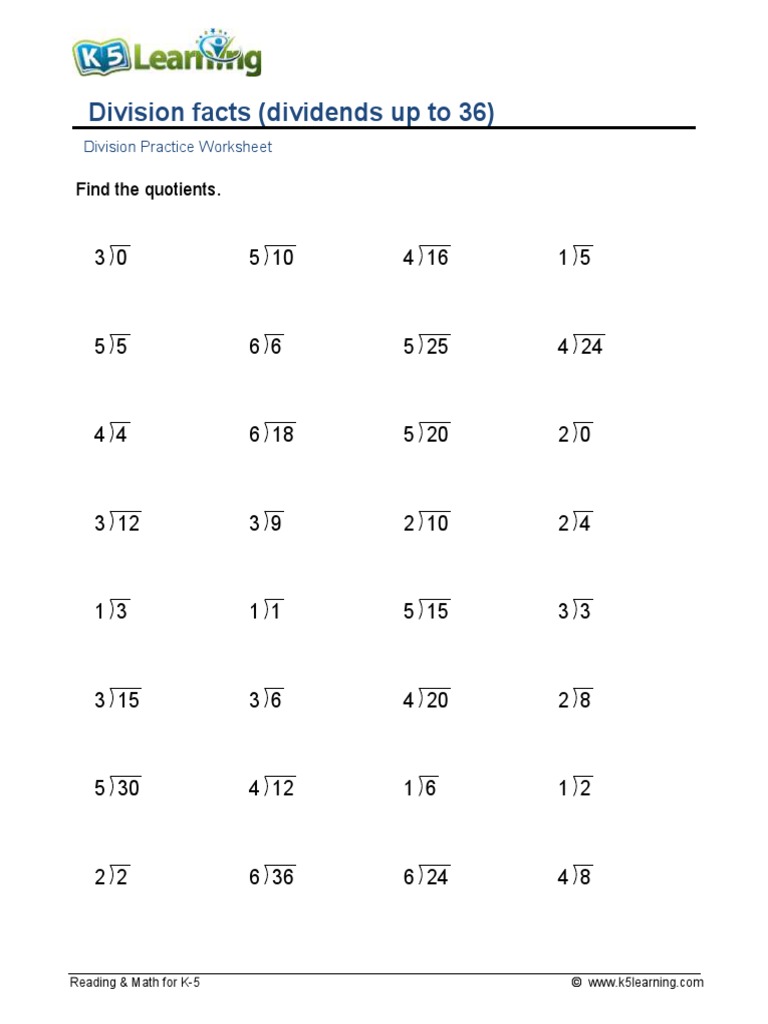Division Facts Vertical Small C | PDF