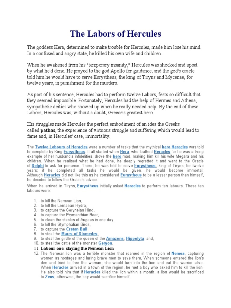 The Labors of Hercules | Download Free PDF | Hades | Ancient Greek Religion