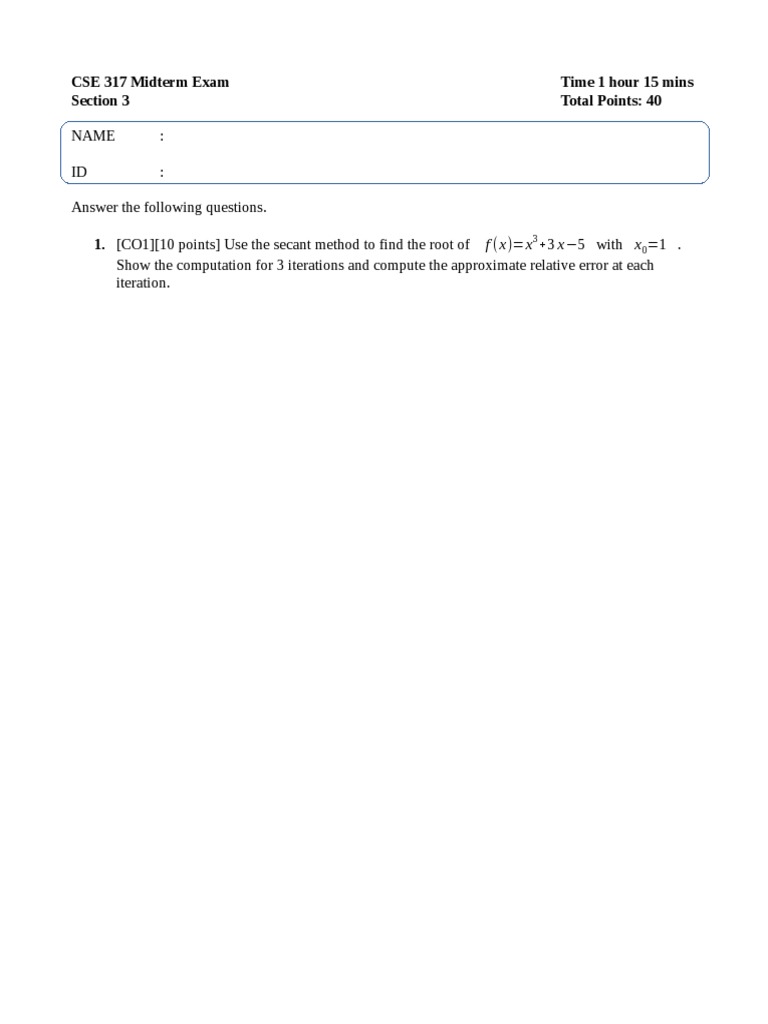 Cse317 Fall22 Midterm Section3 | PDF