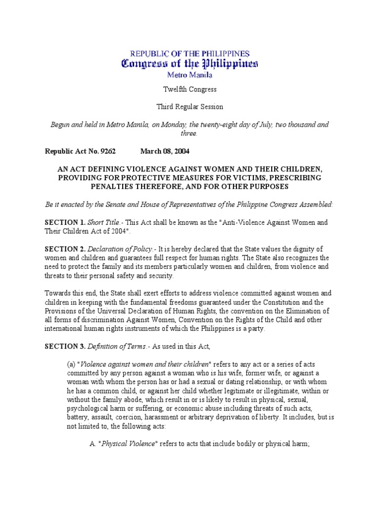 Ra 9262 - Part 1 | PDF | Restraining Order | Domestic Violence