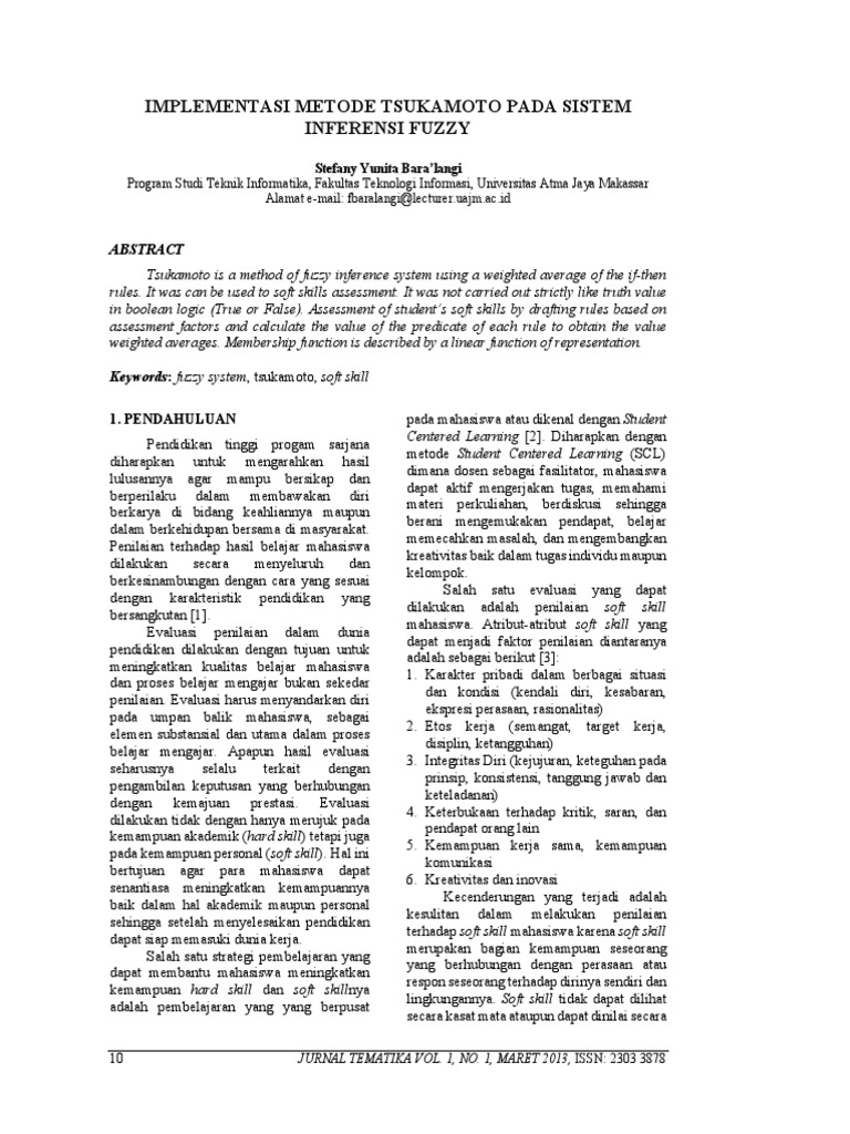 Implementasi Metode Tsukamoto Pada Sistem Inferensi Fuzzy | PDF | Karier & Perkembangan ...