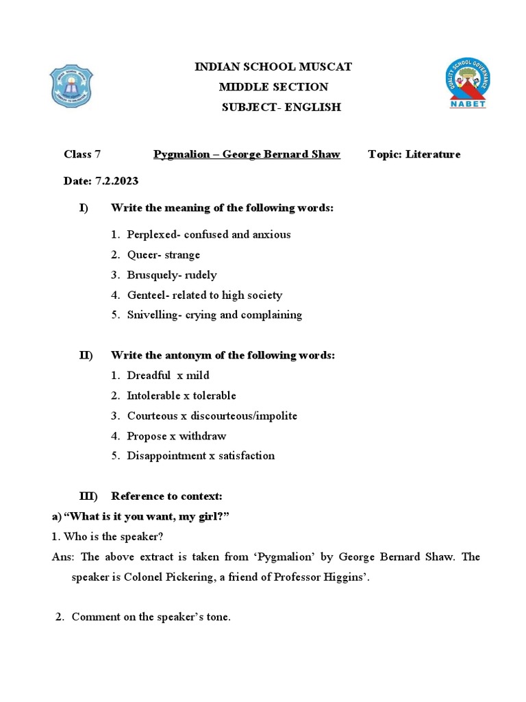 An Analysis of Characters and Their Interactions in George Bernard Shaw ...