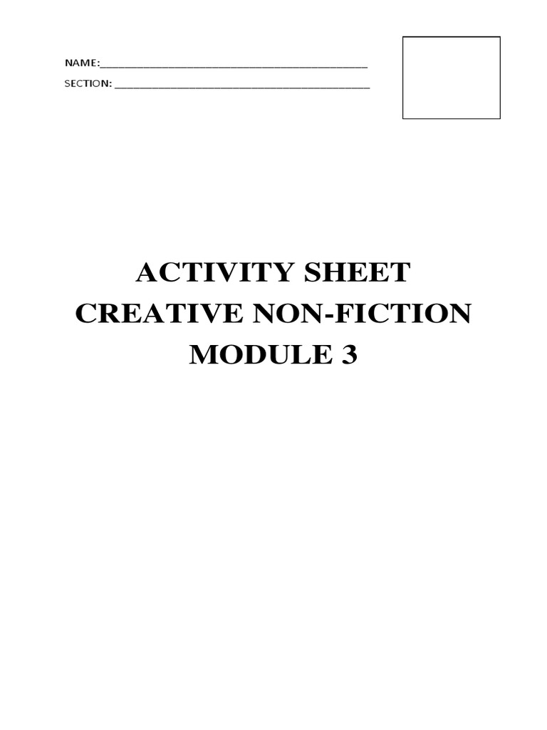CNF Activity Sheet Module 3 | PDF
