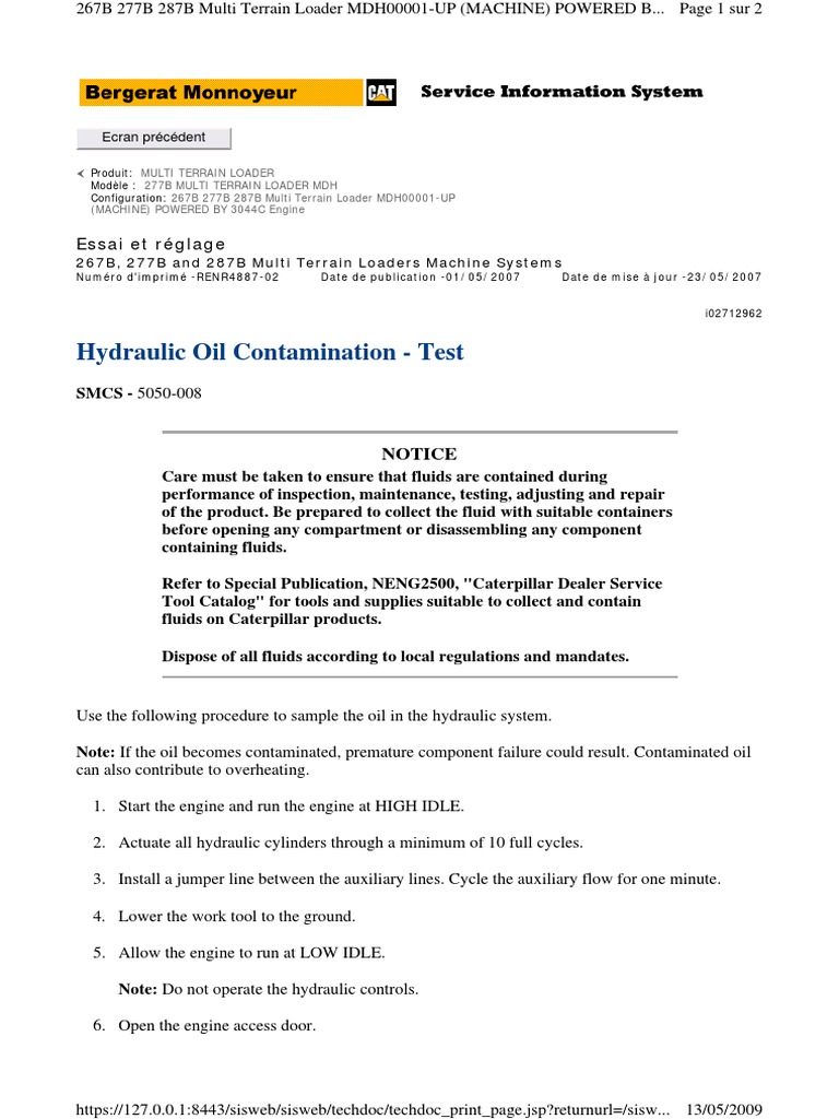 Hydraulic Oil Contamination - Test | PDF | Loader (Equipment ...