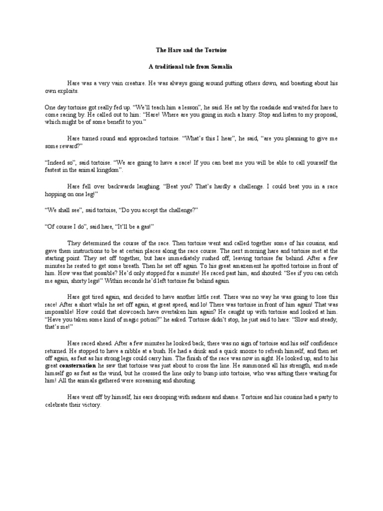 The Hare and The Tortoise 2 | PDF | Art | Poetry