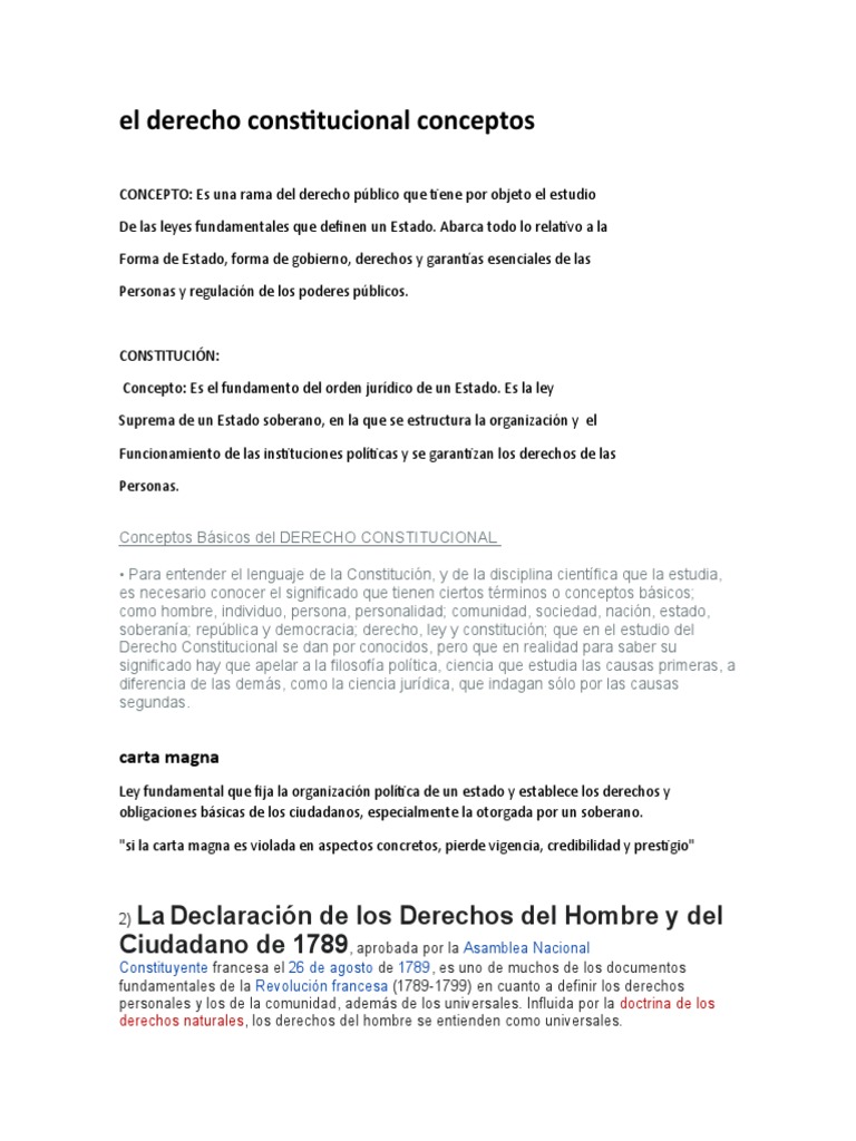 Conceptos Clave del Derecho Constitucional | PDF | Constitución | Justicia