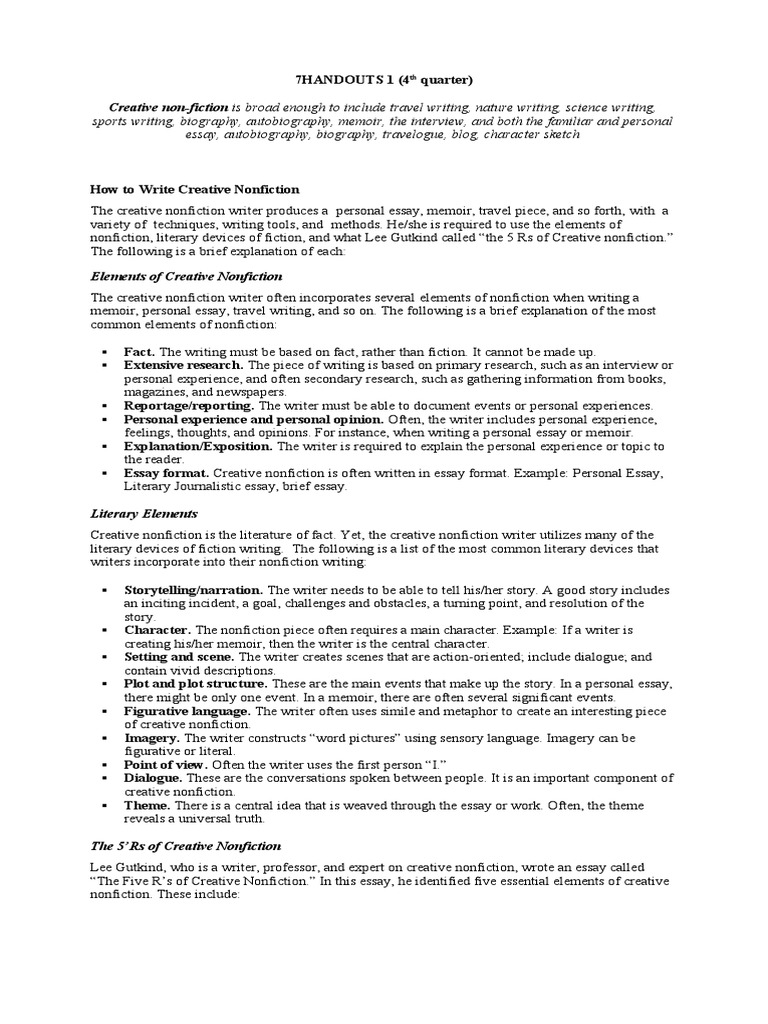 Creative Nonfiction Guide | PDF | Creative Nonfiction | Writers