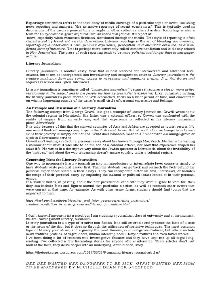 Handouts 3 CNF 4th Q | PDF | Creative Nonfiction | Essays