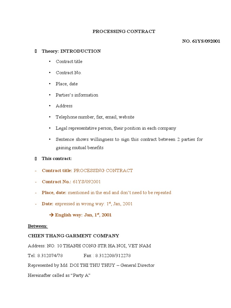 Processing Contract | PDF
