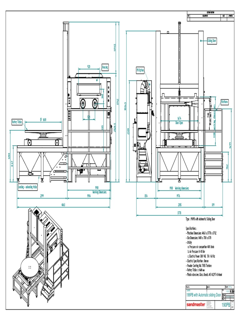 Sandmaster - Technical Drawing 190PB | PDF | Manufactured Goods | Materials