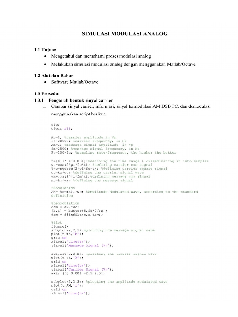 Simulasi Modulasi Analog | PDF