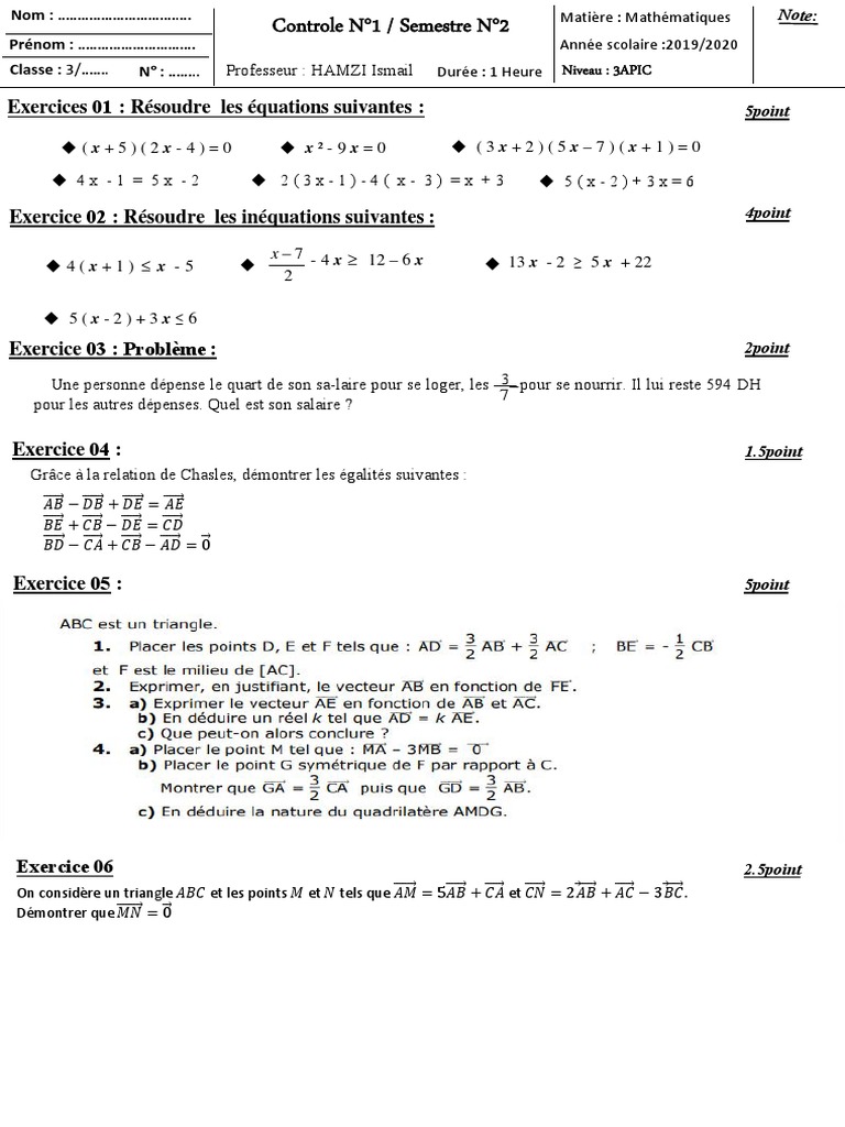 Exmen Lpee | PDF | Mathématiques
