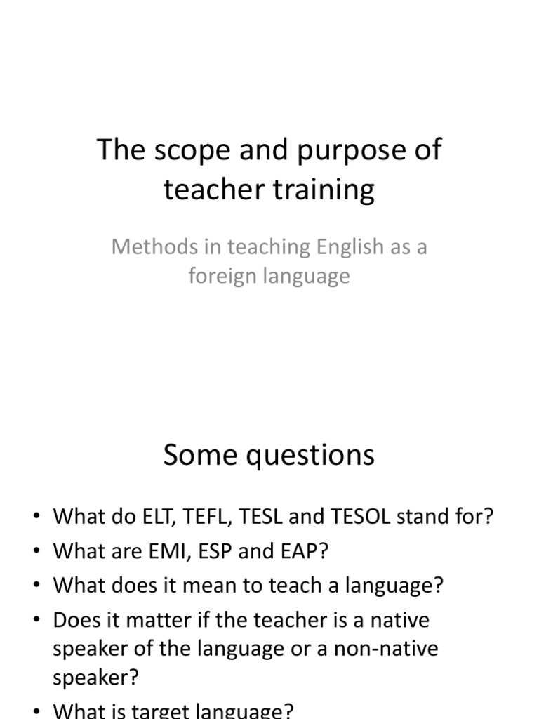 1. The scope and purpose of teacher training | PDF | Word | English As ...