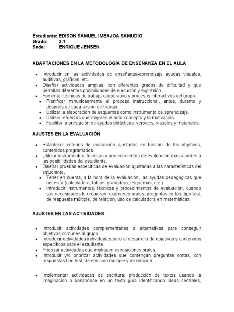 Edison Samuel Imbajoa Samudio | PDF | Evaluación | Cognición