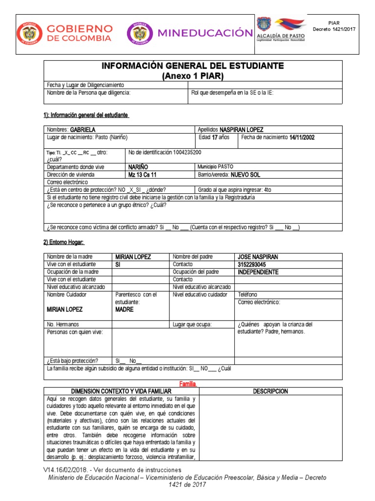 Formato Piar 2022 | PDF | Educación de la primera infancia | Evaluación