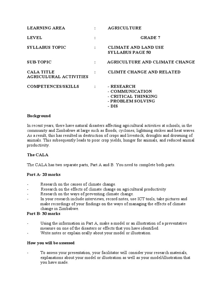 Cala Sample | PDF | Climate Change | Agriculture
