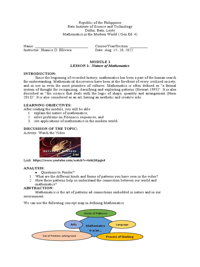 1gen - Ed 4 Week 1 Module 1 | PDF | Pattern | Symmetry
