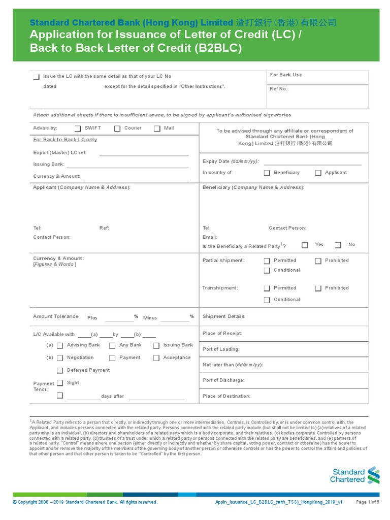 SCB Phat Hanh LC HK | PDF | Letter Of Credit | Bill Of Lading