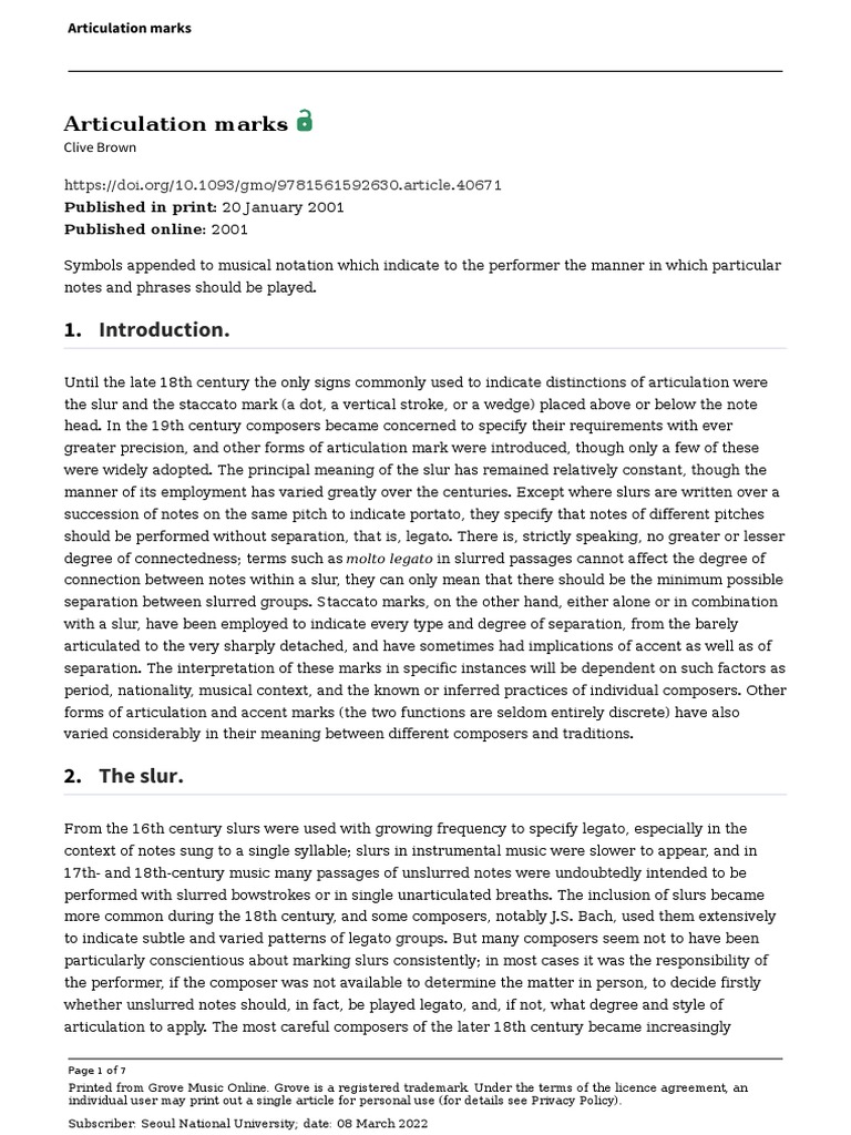 Articulation Marks | PDF | Musical Notation | Musical Techniques Articulation Marks | PDF | Musical Notation | Musical Techniques