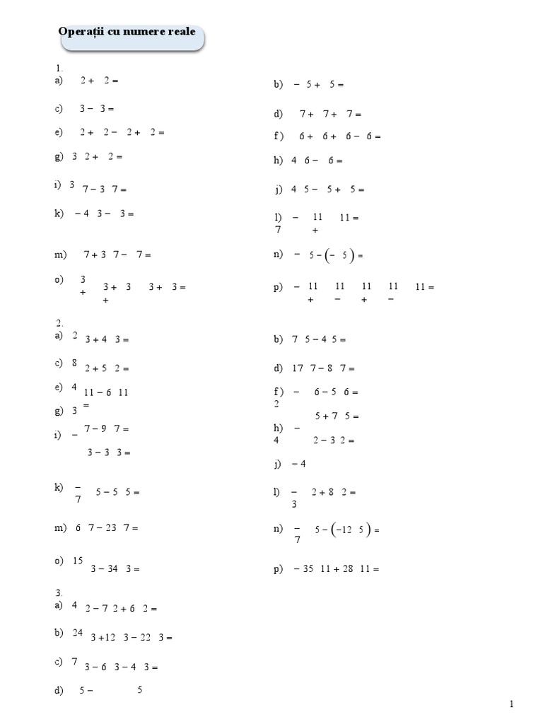 Adunarea Si Scaderea Numerelor Reale Cu Radicali Exercitii | PDF