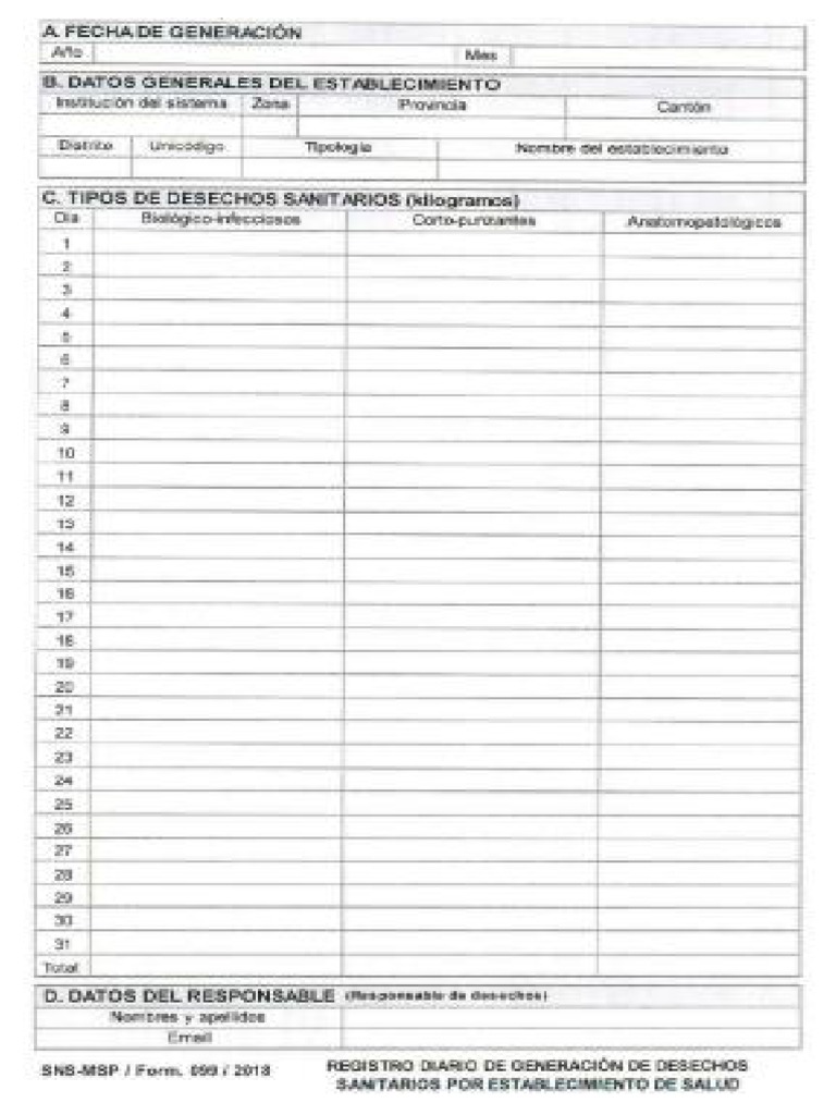 Formato Desechos MSP | PDF