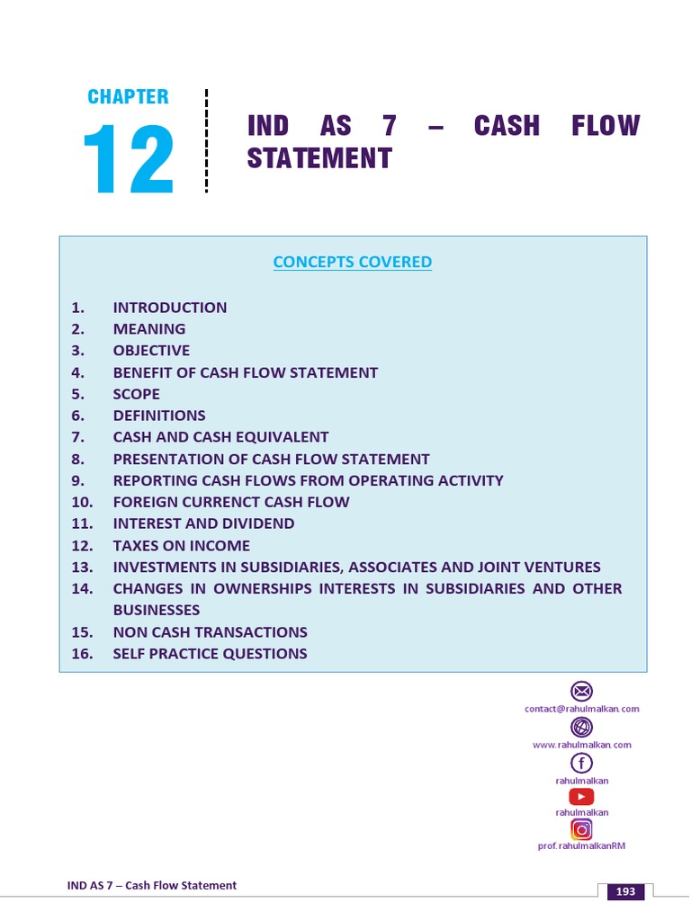IND AS 7 Cash Flow Statement by Rahul Malkan | Download Free PDF | Cash ...