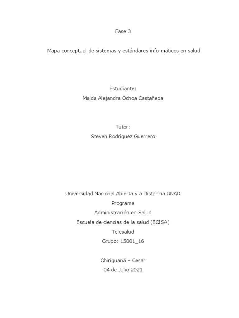 TELESALUD - Aporte Individual y Grupal Unidad 2 - Fase 3 - Mapa Conceptual de Sistemas y ...