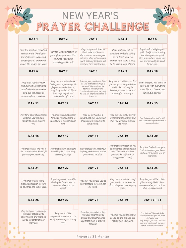 New Year's Prayer Challenge | Download Free PDF | Prayer | God