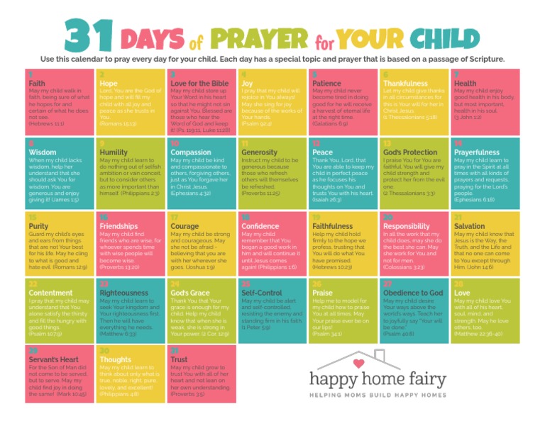 HHF 31 Days of Prayer For Your Child | Download Free PDF | Prayer ...