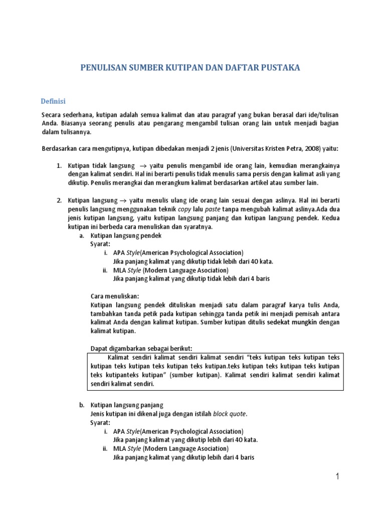 Panduan Kutipan dan Daftar Pustaka | PDF