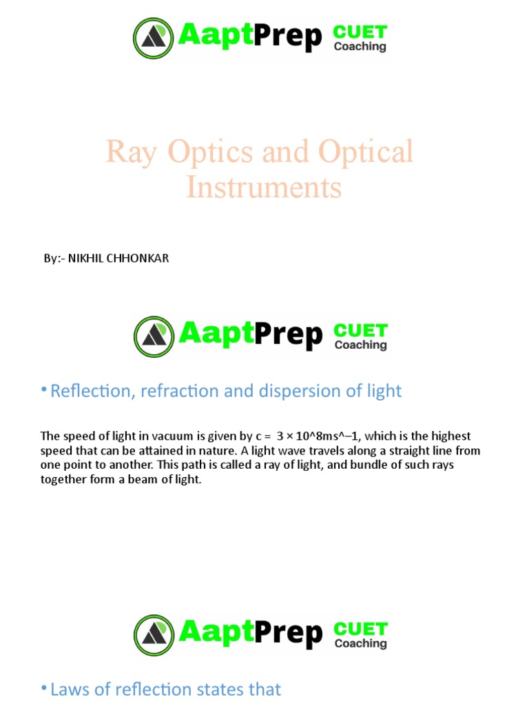 Ray Optics and Optical Instruments | PDF | Optics | Electromagnetism