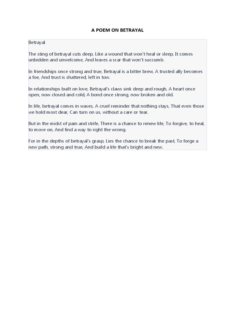 A Poem On Betrayal | PDF