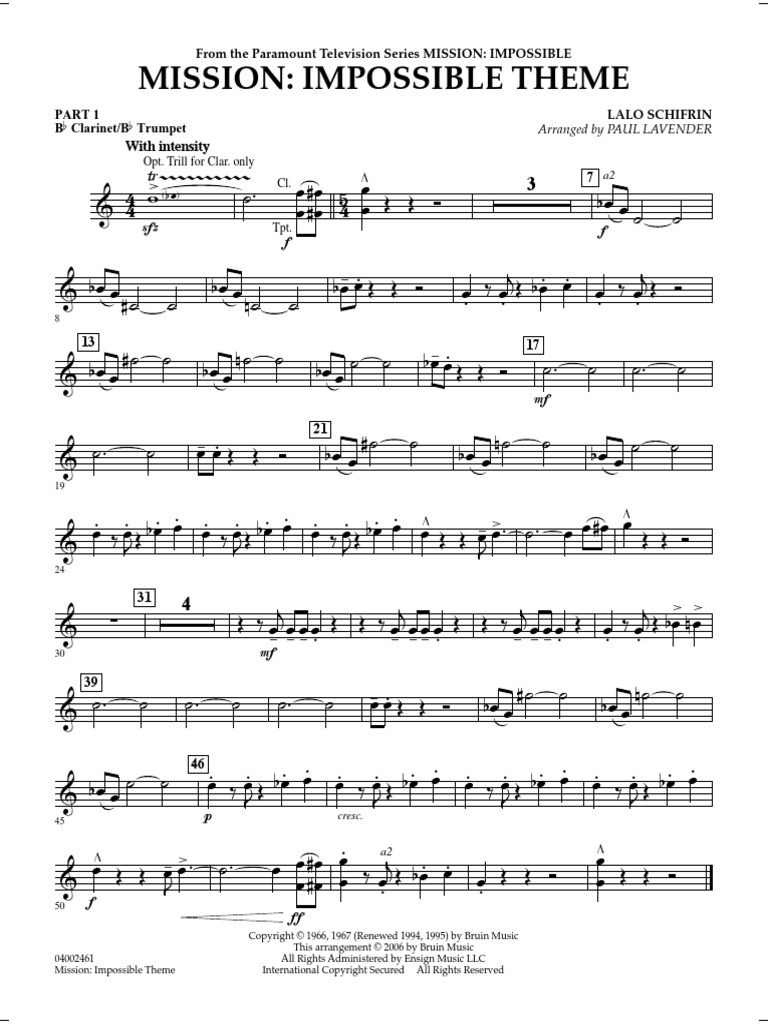 Mission Impossible Theme - Pt.1 - BB ClarinetBb Trumpet | PDF