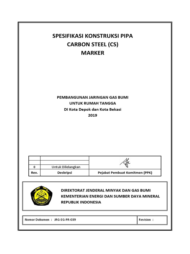 Spesifikasi Pipa CS Marker Gas Bumi | PDF | Komputer