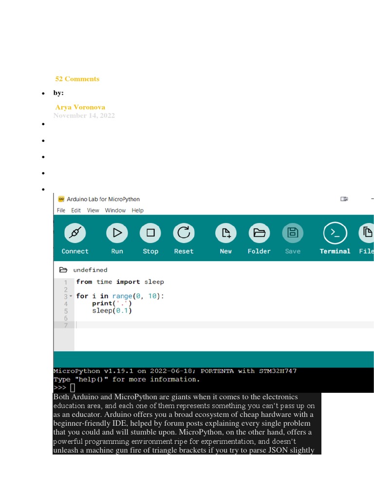 Arduino Brings A Micropython Ide | PDF Arduino Brings A Micropython Ide | PDF