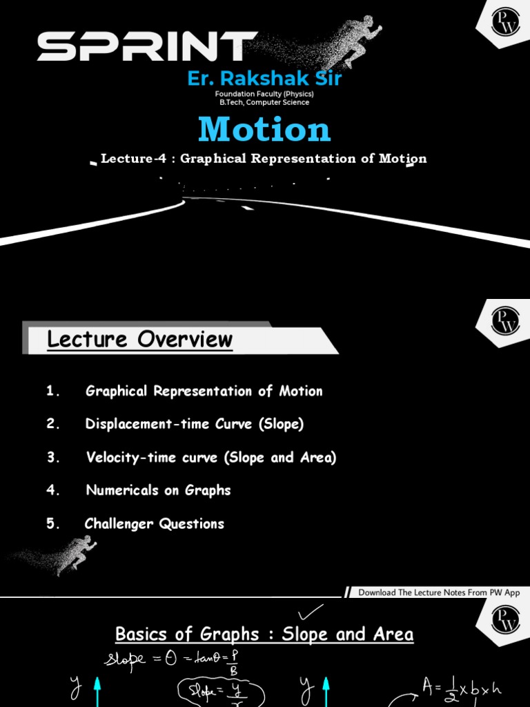 Motion - 04 - Graphical Representation of Motion - Slope and Area - Class 09 - CBSE - Sprint | PDF