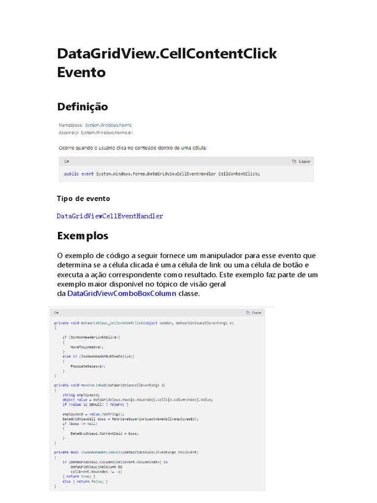 DataGridView.CellContentClick Evento | PDF