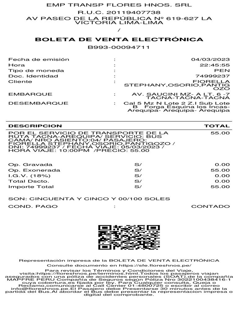 Boleta de Venta Electrónica: Descripcion Total | PDF