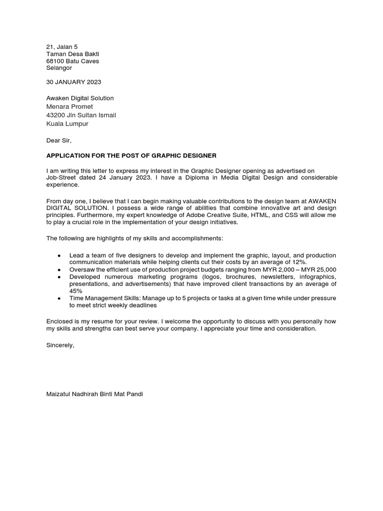 Application Letter | PDF