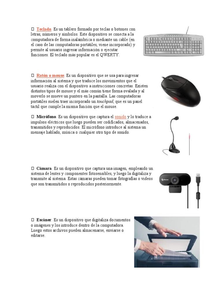 Dispositivos de Entrada y Salida | PDF | Periférico | Hardware de la computadora