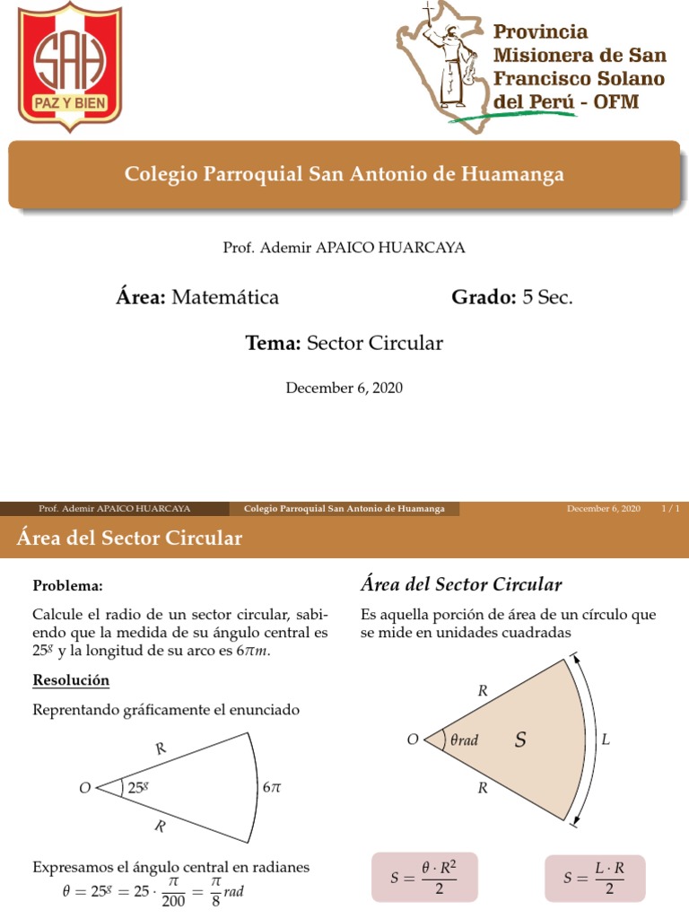 Area Sector Circular | PDF | Metrología | Ángulo