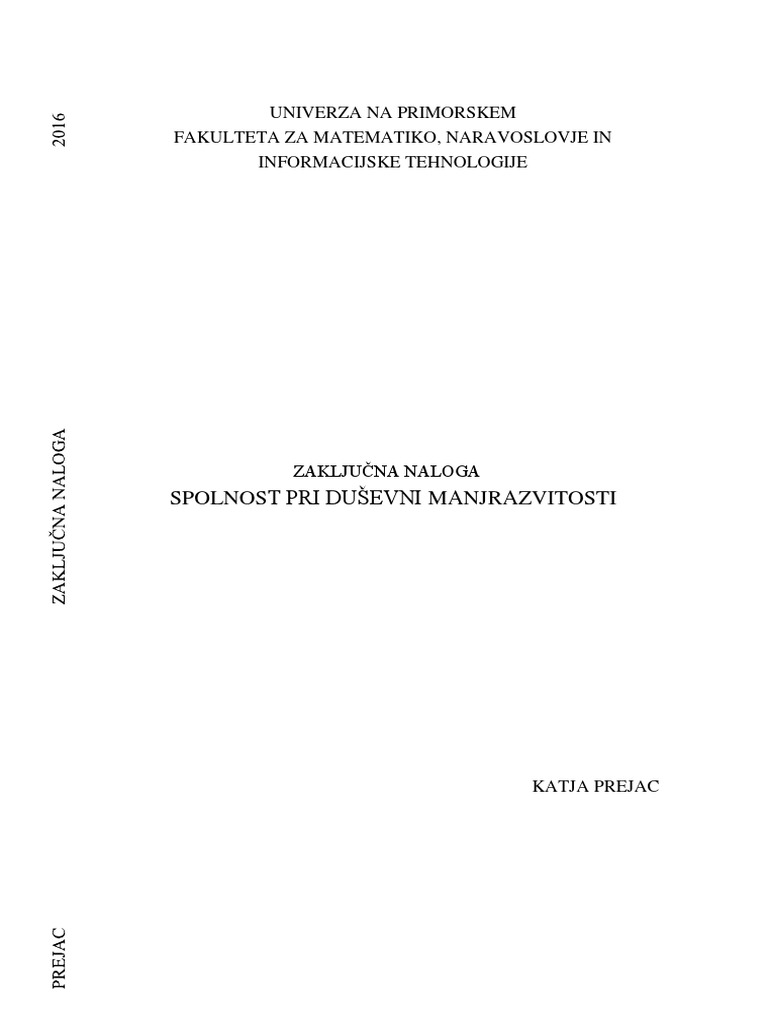 Spolnost Pri Duševni Manjrazvitosti | PDF