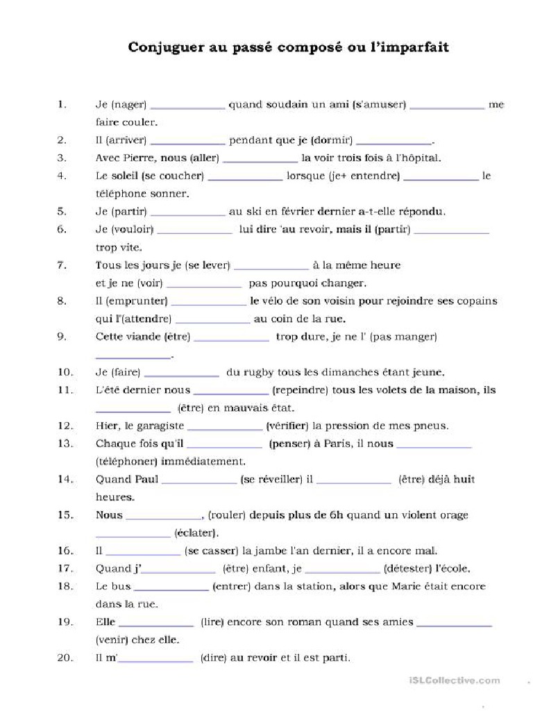 Exercices Imparfait Passe Compose | PDF
