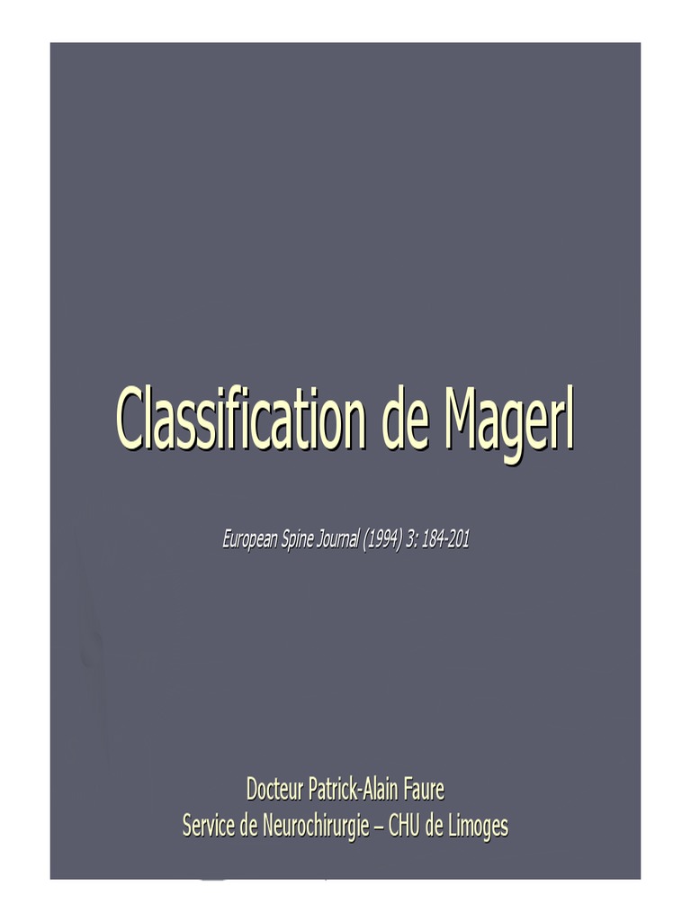 Classification de Magerl | PDF | Maladies et troubles | Causes de décès