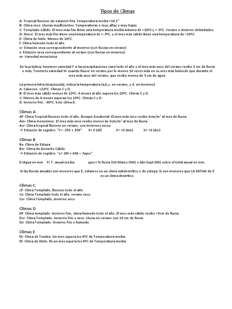 Tipos de Clima | PDF | Clima | Clima templado