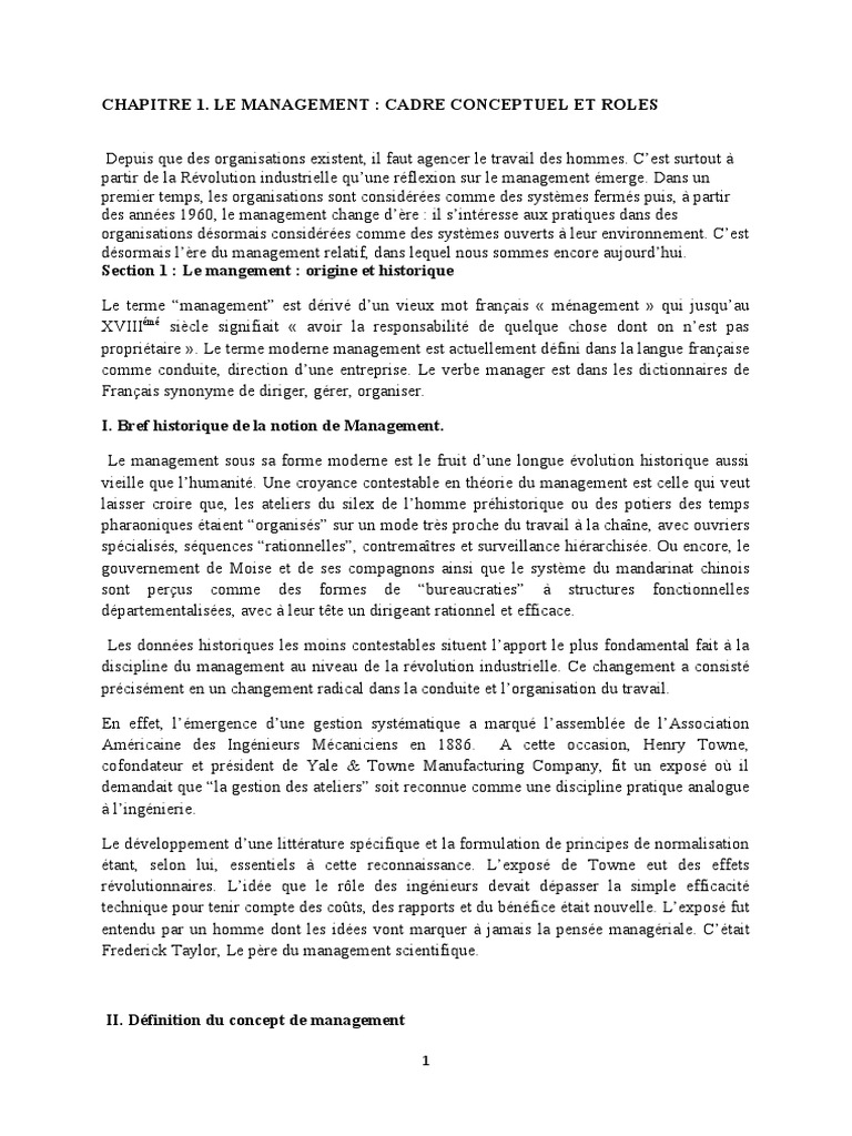 Cadre conceptuel du management moderne | PDF | Business | Gestion ...