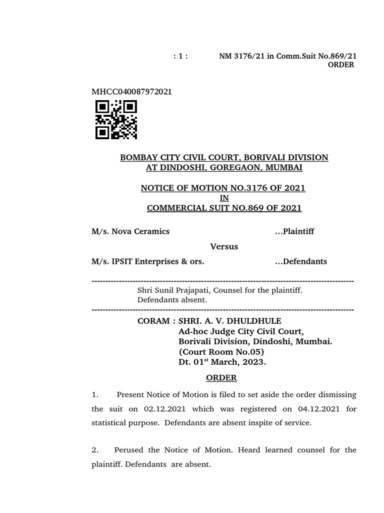 Court Restores Commercial Suit | PDF | Lawsuit | Separation Of Powers