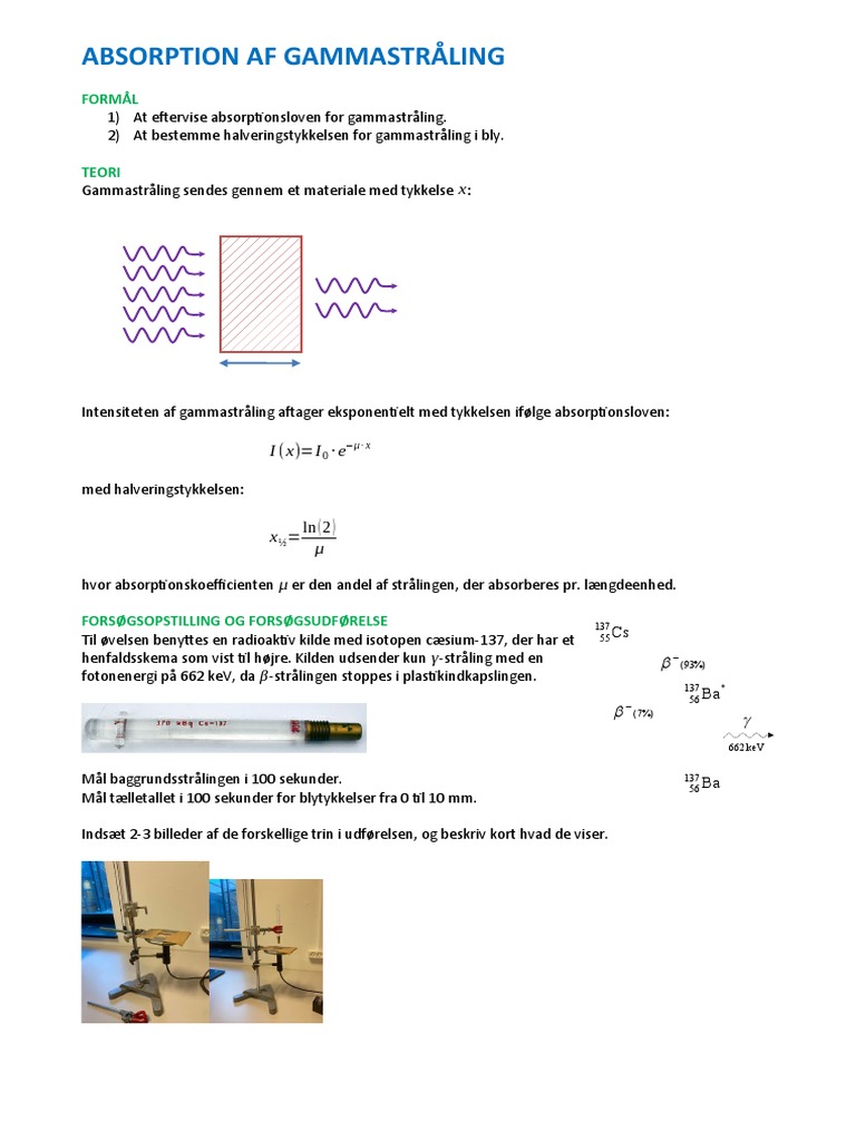 ABSORPTION AF GAMMASTRÅLING 1 Den Her | PDF