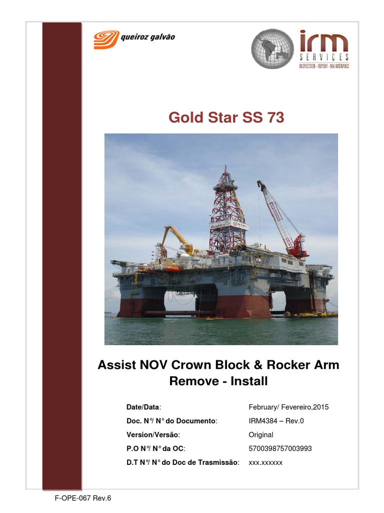 Gold Star SS 73. Assist NOV Crown Block & Rocker Arm Remove - Install ...