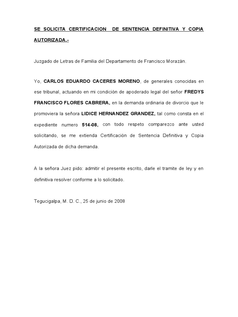Solicitud de Certificacion de Sentencia | PDF Solicitud de Certificacion de Sentencia | PDF